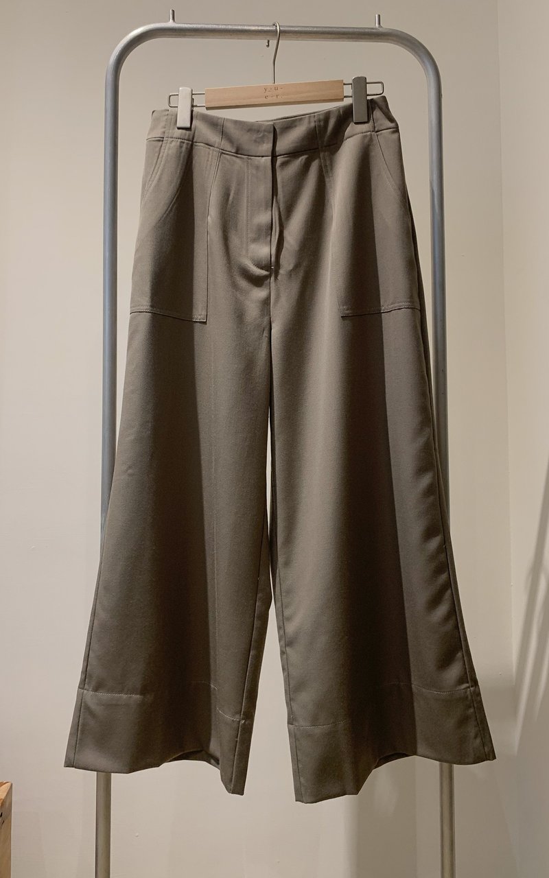寬腰頭上壓口袋褲 - 設計館 YUER 雨兒 女長褲 - Pinkoi