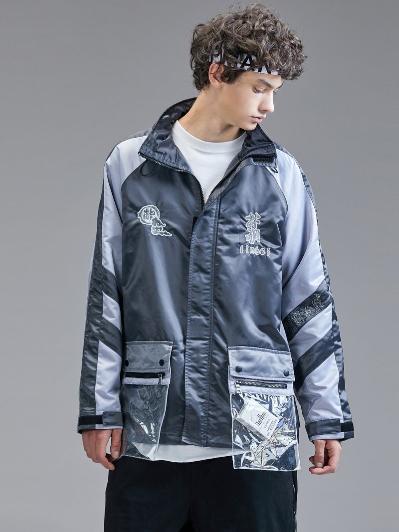 日系高街刺繡透明口袋夾克外套 MUYU｜男夾克/外套人氣榜 - Pinkoi