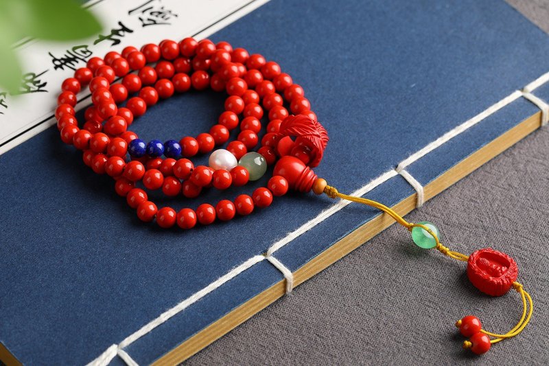 天然原礦硃砂精品紅砂108顆佛珠手鏈 項鏈兩用款 精品原創 水墨｜手鍊/手環人氣榜 - Pinkoi