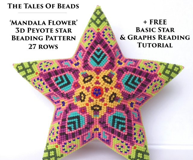 Patterns N3 _ Etoile 3D peyote Mandala 3D Peyote Star Beading Pattern Beaded Star Patterns ...