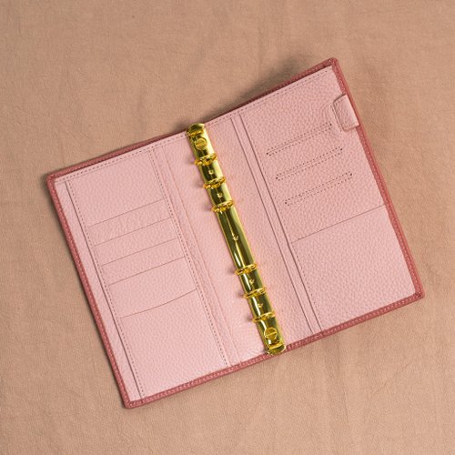 A6 Slim 6孔真皮活頁手帳|筆記本|萬用手冊 - 紅粉菲菲(無扣) - 設計館 Techo Treats 筆記本/手帳 - Pinkoi
