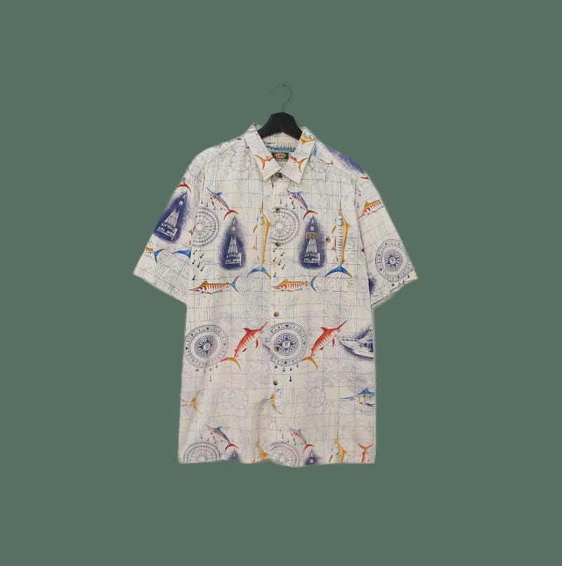 Back to Green- fish totem short-sleeved shirt ocean current colorful ...