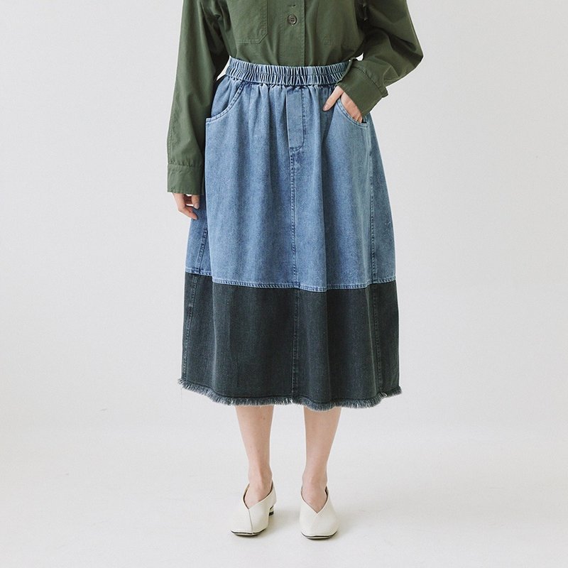 【Simply Yours】牛仔拼接半身裙 藍F Simply Yours｜裙子/長裙人氣榜 - Pinkoi