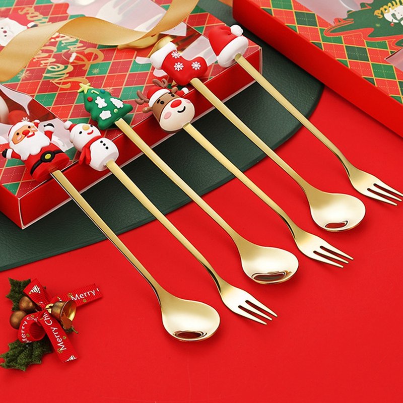 Year-end clearance【OMORY】Colorful Christmas Stainless Steel tableware ...