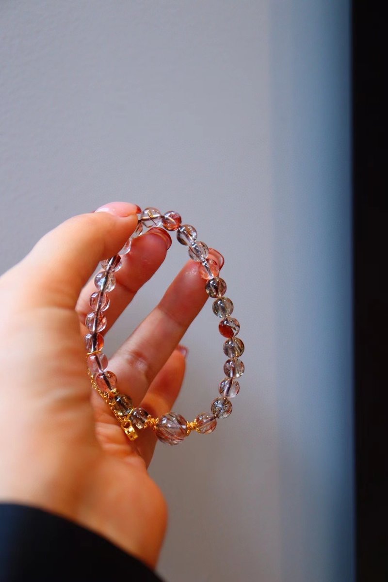 6mm天然原礦黑金超七水晶 純銀配件單圈設計手串 Angel's tears 天使之淚 Jewelry Design｜項鍊人氣榜 - Pinkoi