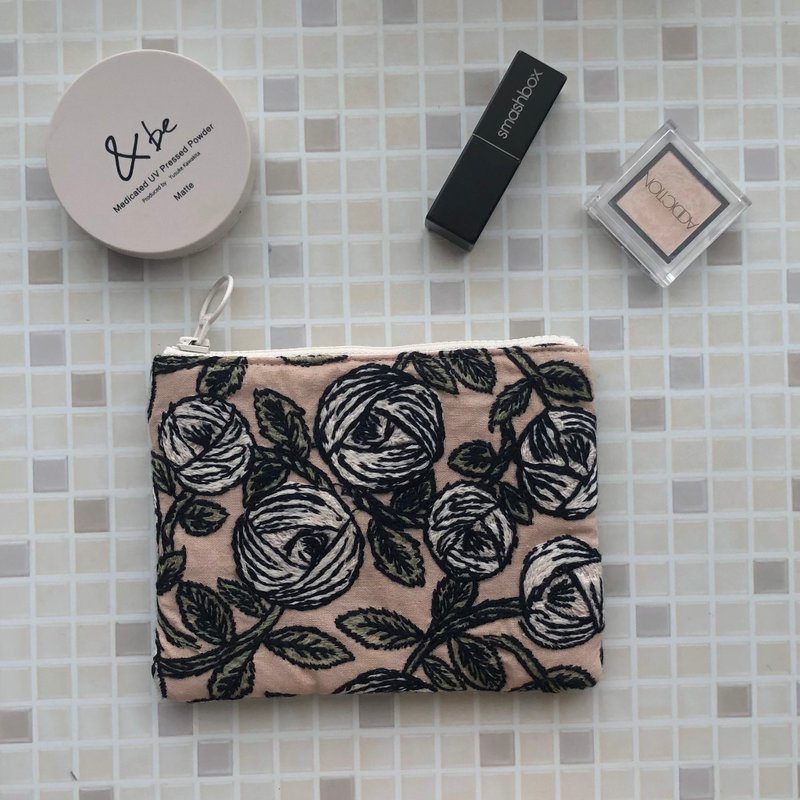 Popular color, handmade, rose pattern, cosmetic pouch, small size, with ...