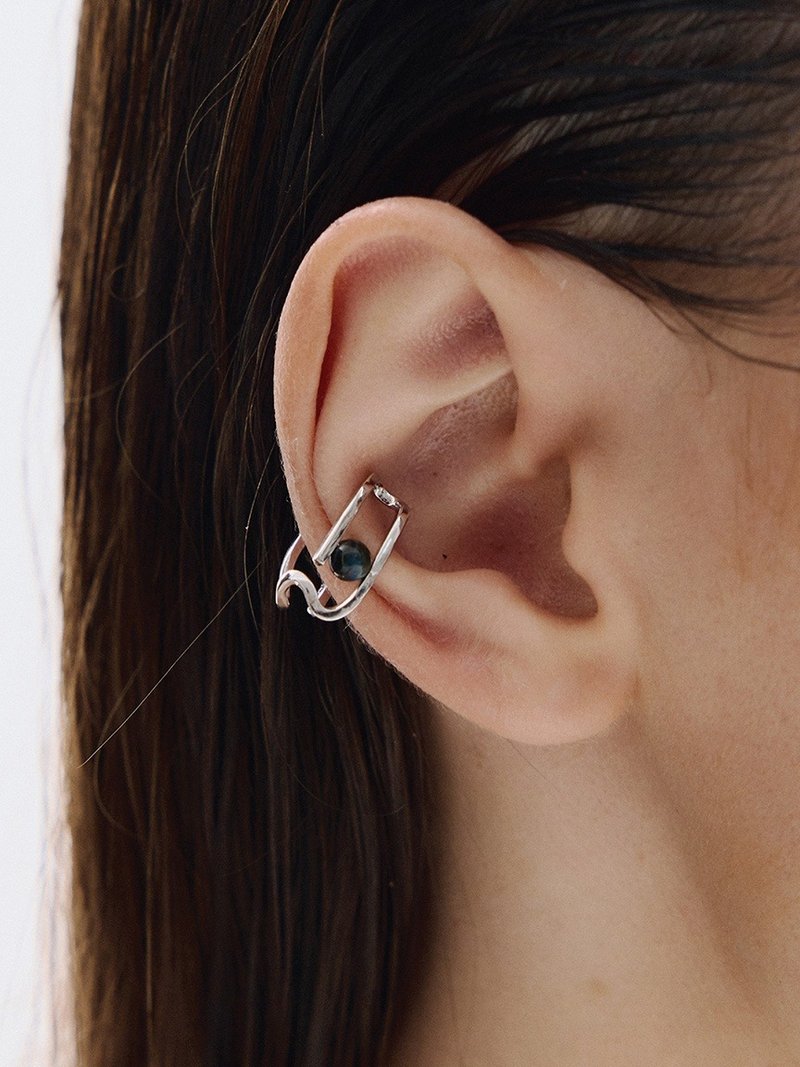 dashbrand DJ01 Paperclip Ear Cuff A - Silver / Black (Tiger Eye ...