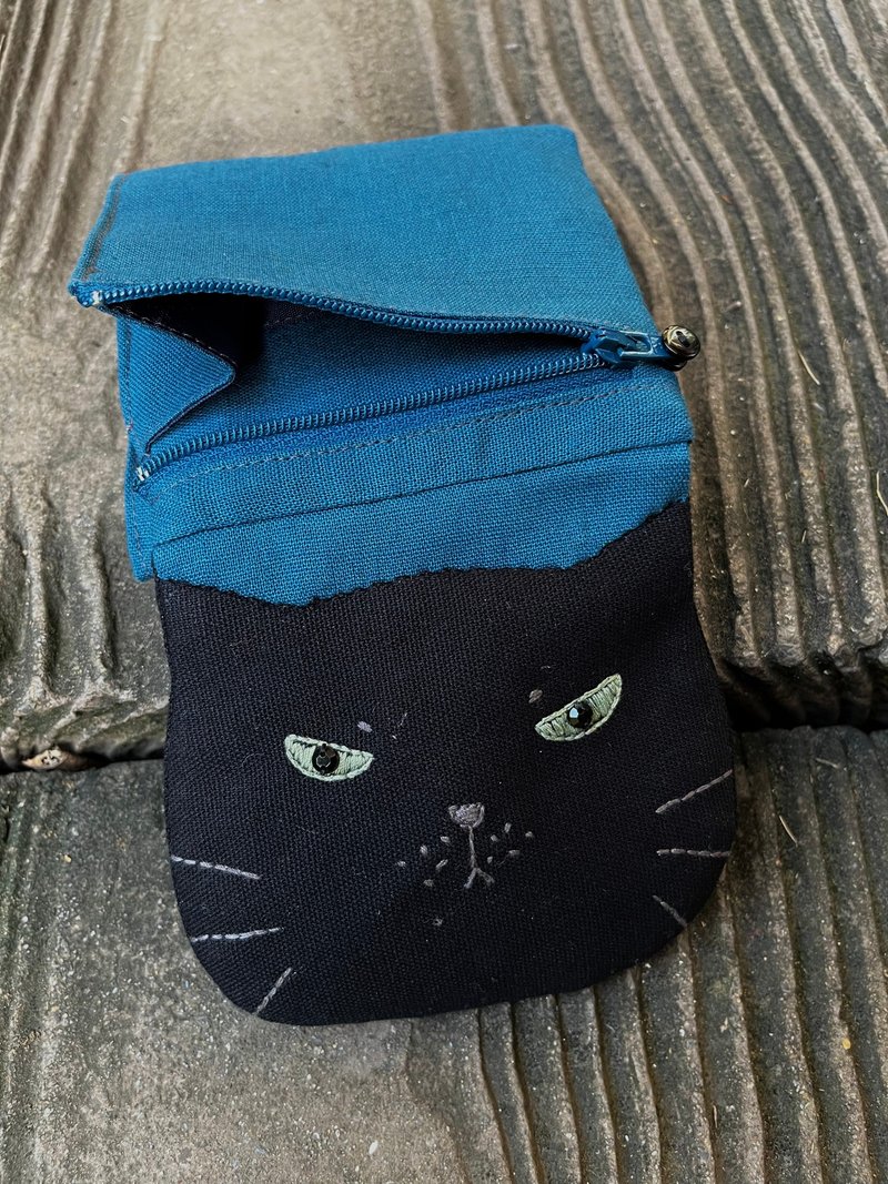 黑貓貓豆乾短夾 樂布/sun手作雜貨｜錢包/皮夾/長短夾人氣榜 - Pinkoi