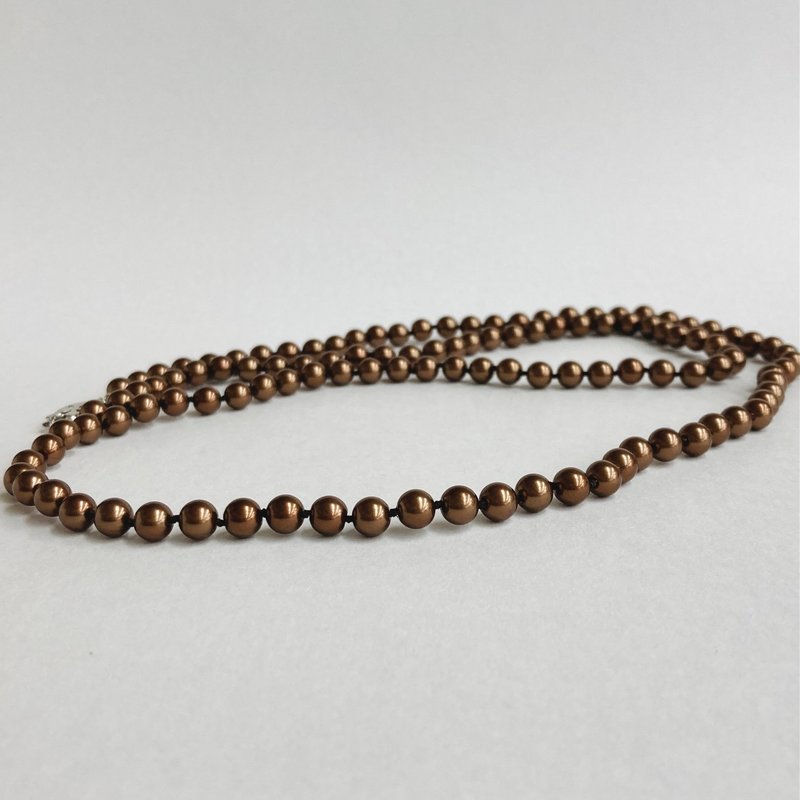 ガラスパールオールノットオペラネックレス/6mm約82cm/ブラウン/made in japan - 設計館 particular-about 項鍊 - Pinkoi