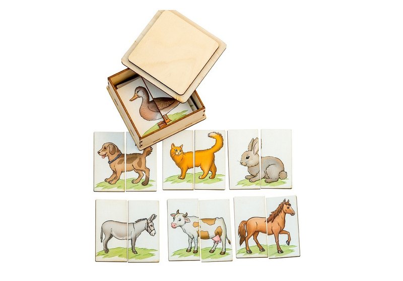 Montessori Puzzle - farm animals, Wooden toddler Toys Age 1 2 3 year ...