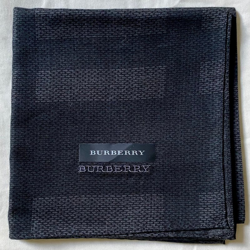 Vintage BURBERRY Black Plaid Nova Check Handkerchief Bandana Pocket Square Scarf mintmint ...