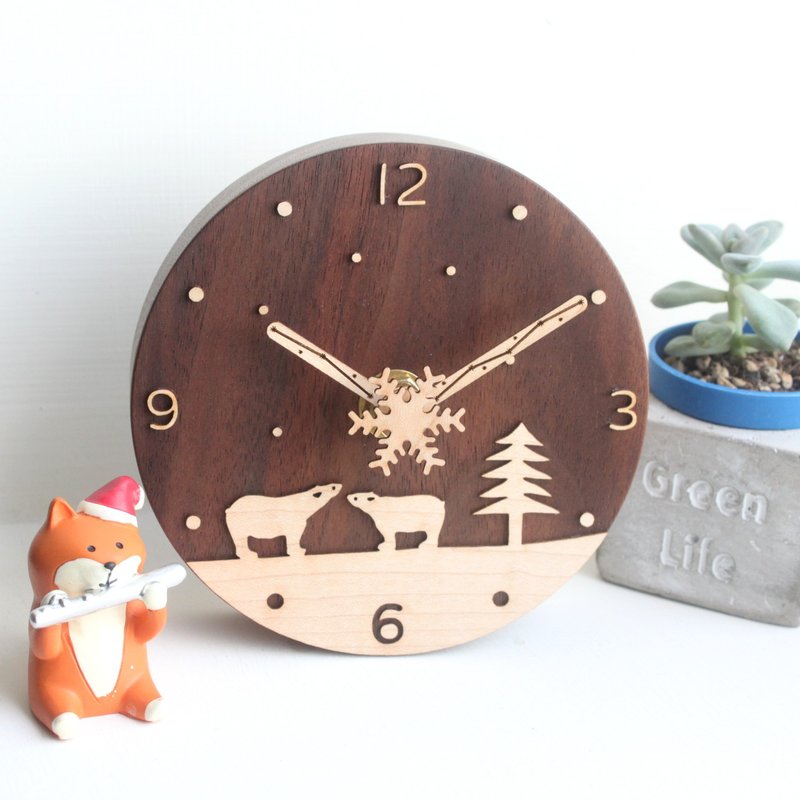 CLOCK_10 Romantic Winter Polar Bear Starry Sky Snowflake Magnetic ...