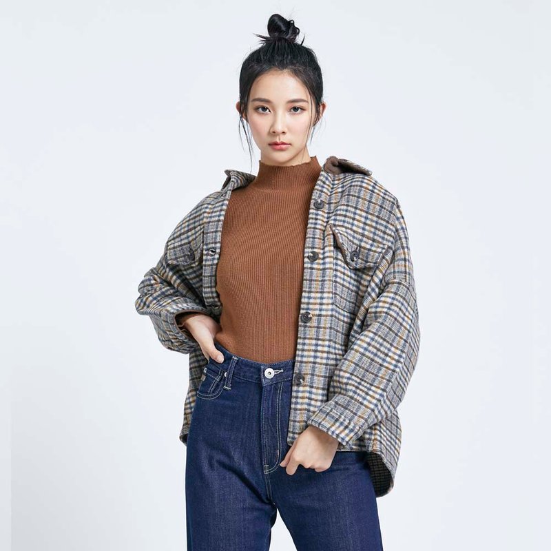 SOMETHING Wide Check Button Jacket (Dark Coffee) - Shop something-tw ...