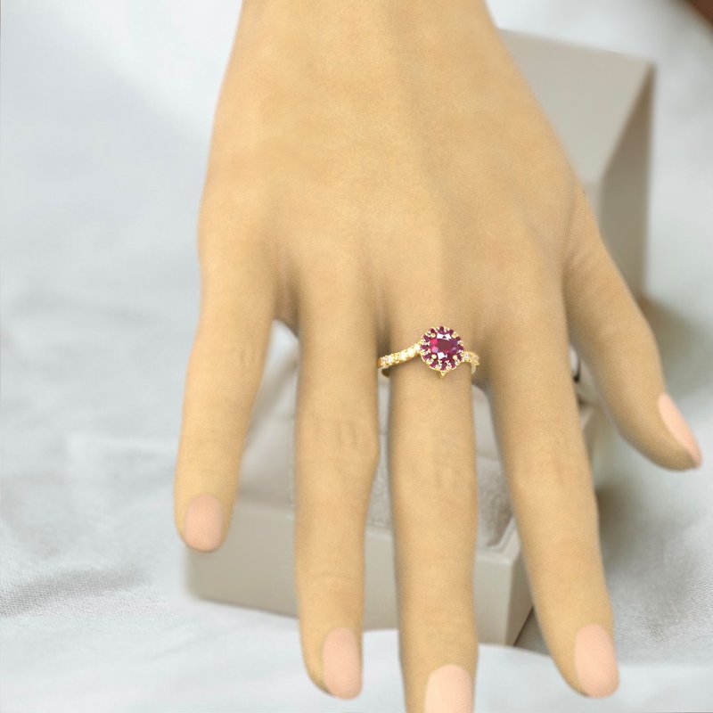 Round Ruby Ring in 925 Silver,18K Gold Plating, Natural ruby ring for her nucheecelic｜戒指人氣榜 - Pinkoi