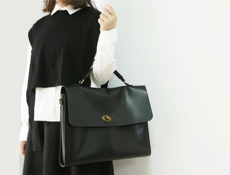 Mingen'Handiwork原創手工包簡約中性chic黑色公事包PB19007 mingenhandiwork｜側背包/斜背包人氣榜 - Pinkoi