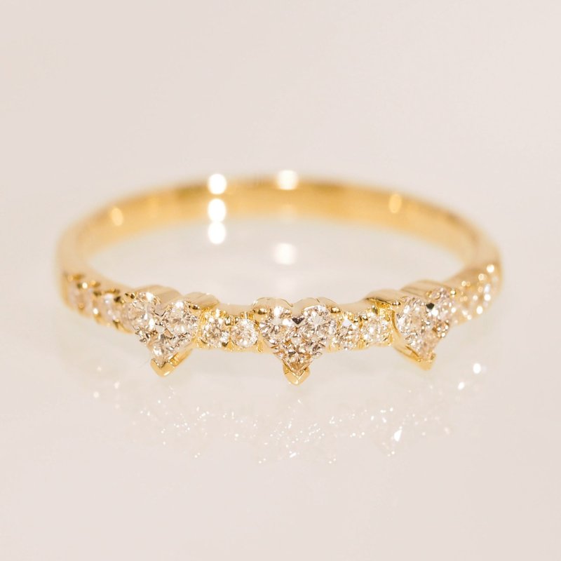 18K金三重鑽石心形戒指 18K Gold Trio Diamond Heart Band Ring IRIZA Jewellery｜戒指人氣榜 - Pinkoi