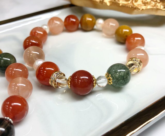 Crystal Mine Bracelet Fu Lu Shou Crystal Green Hair Crystal Red Rabbit Hair Yellow Rabbit Hair Shop EnJoyce Spiritual Bracelets Pinkoi