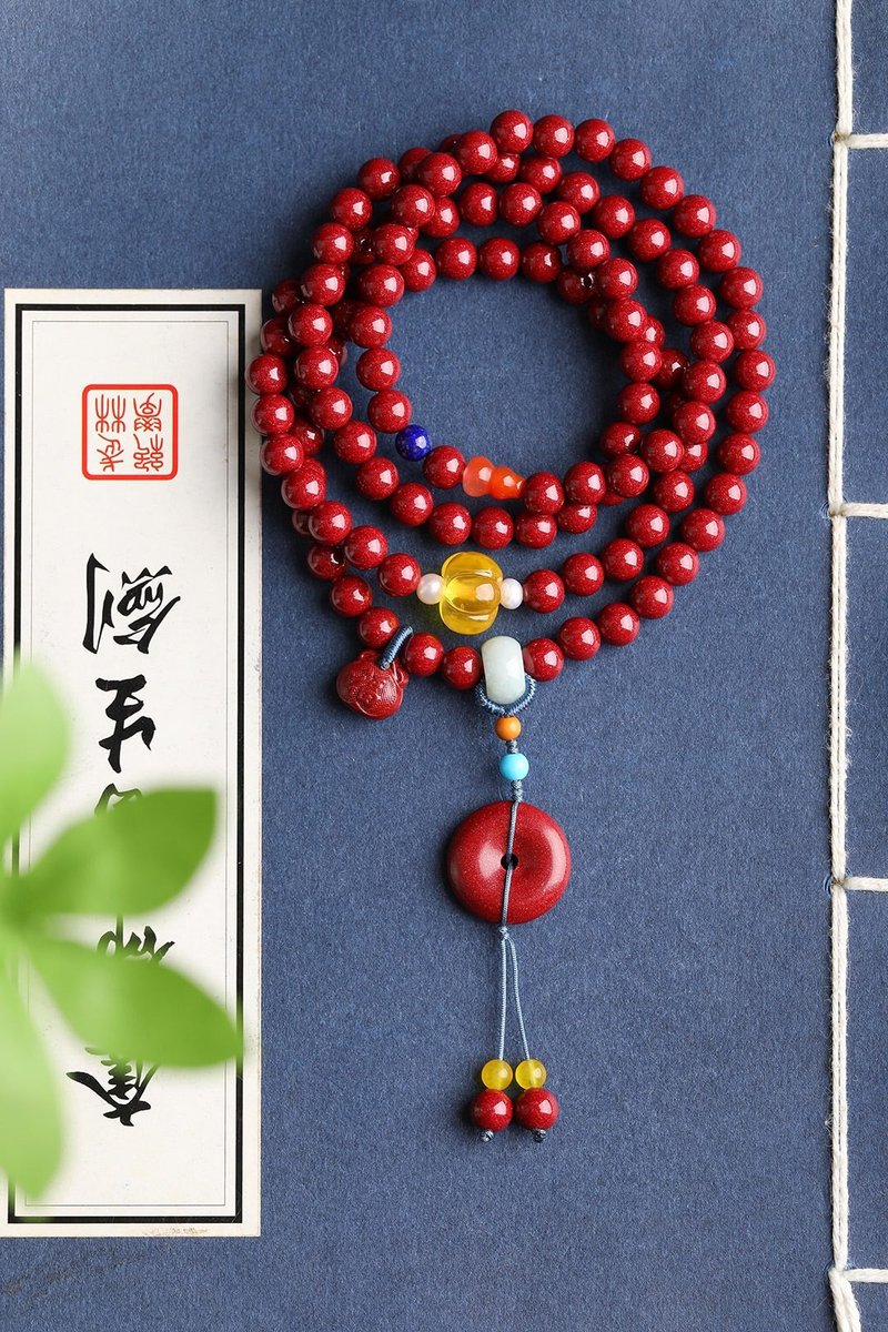 天然原礦硃砂精品紫金砂108顆佛珠手鏈項鏈兩用款含量95%以上6mm 水墨｜手鍊/手環人氣榜 - Pinkoi