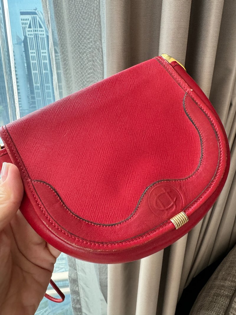 -Old groceries antique red vintage side backpack Roman leather ...