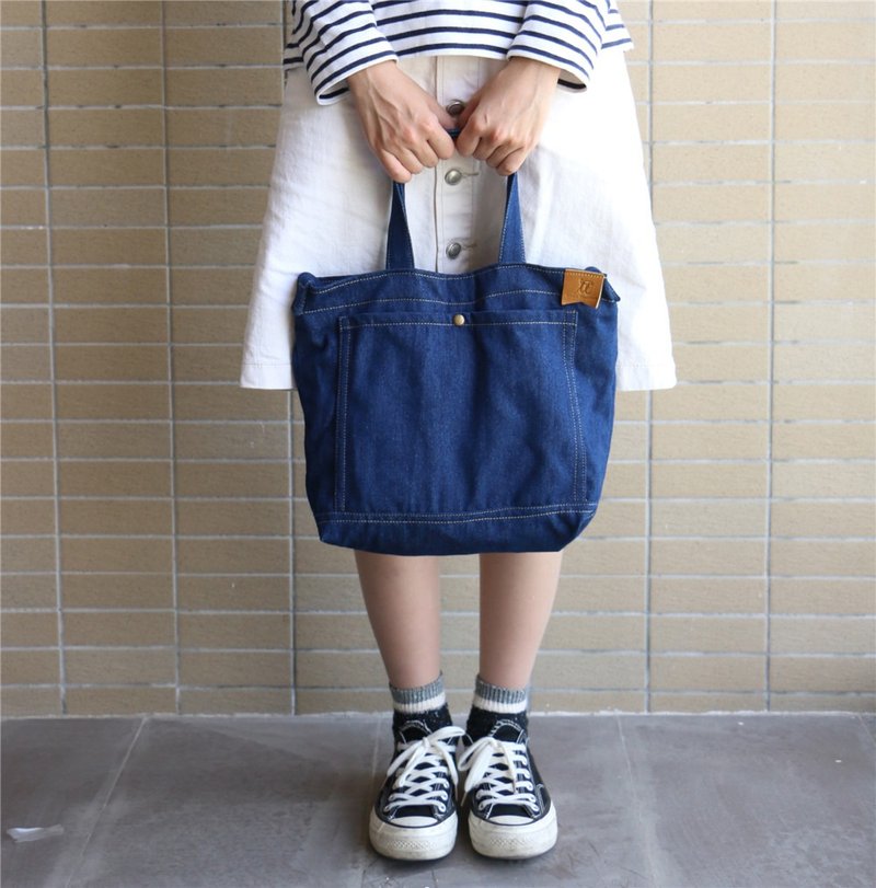 Mingen Handiwork夏季簡約小清新牛仔布布袋男女布袋BB18001藍色 mingenhandiwork｜側背包/斜背包人氣榜 - Pinkoi