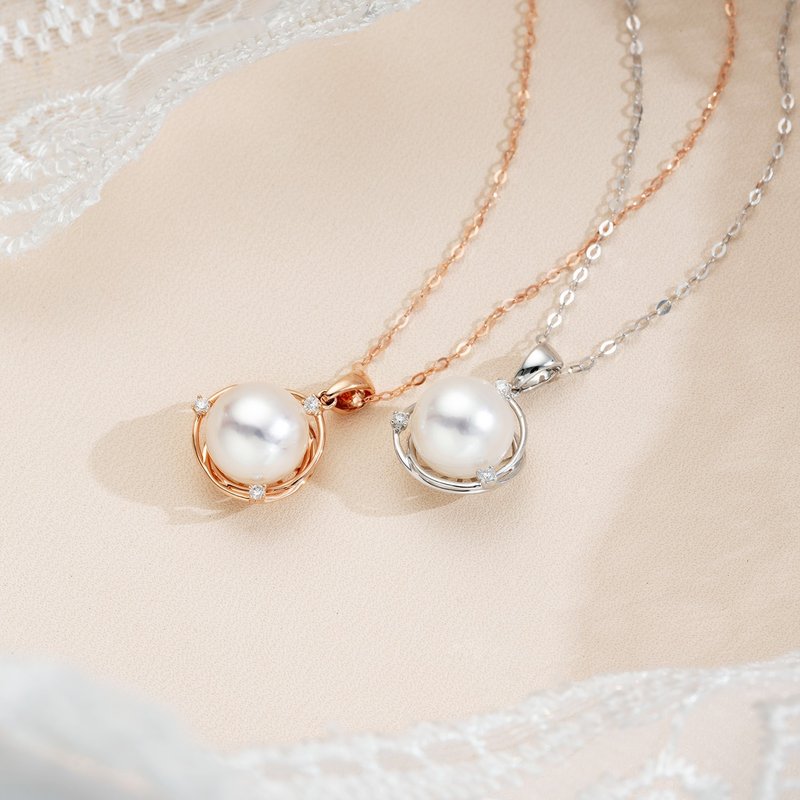 Akoya 玫瑰花形 18K金 鑽石吊墜 Olina Pearl｜吊飾人氣榜 - Pinkoi