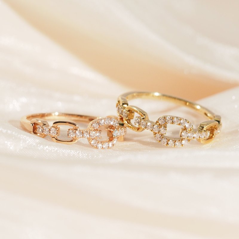 18K金鑽石相連戒指 18K Gold Diamond Connecting Ring - 設計館 IRIZA Jewellery 戒指 - Pinkoi