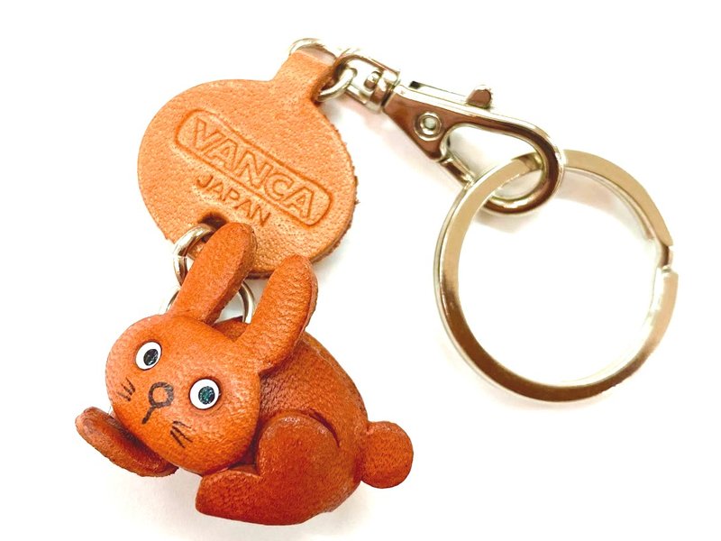 Rabbit mini leather keychain handmade in Japan - Shop vancacraft ...