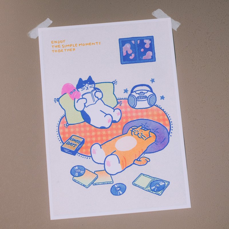 孤單小蟲 系列A4海報-Enjoy The Simple Moments Together 黑白小姐｜海報/掛畫/掛布人氣榜 - Pinkoi