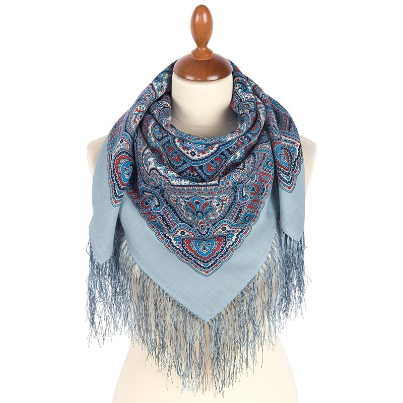 Authentic Pavlovo Posad Russian Shawl Scarf Soft 100% Wool 89x89 cm 2006-1 PAVLOVO POSAD SHAWLS ...