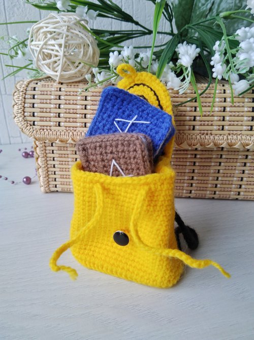 Miniature Backpack for Doll, Mini Books for Doll, Handmade Backpack for ...