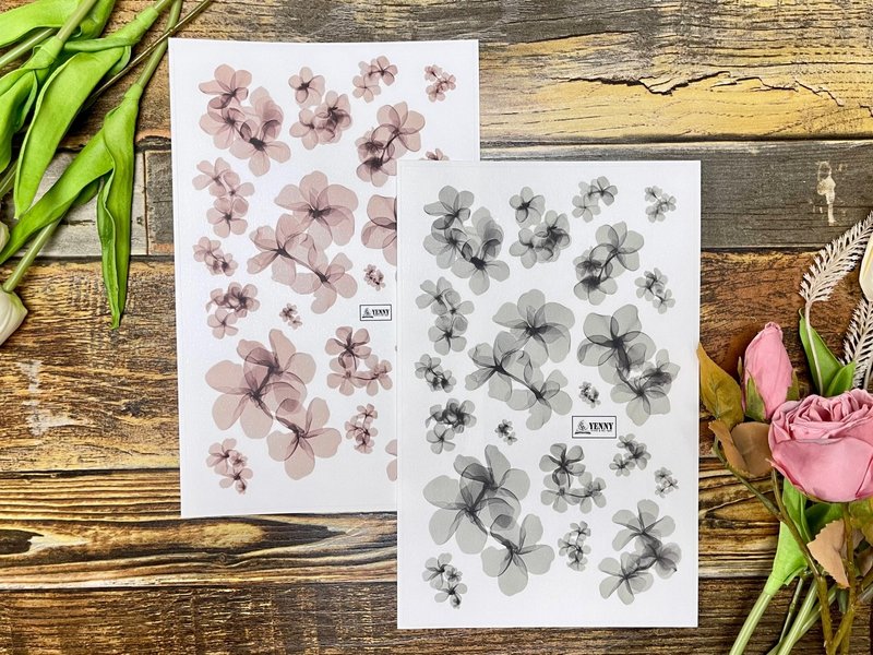 (MATTE CLEAR STICKER) shadow flower 2 types, 3pcs SET YENNNNY_journal ...