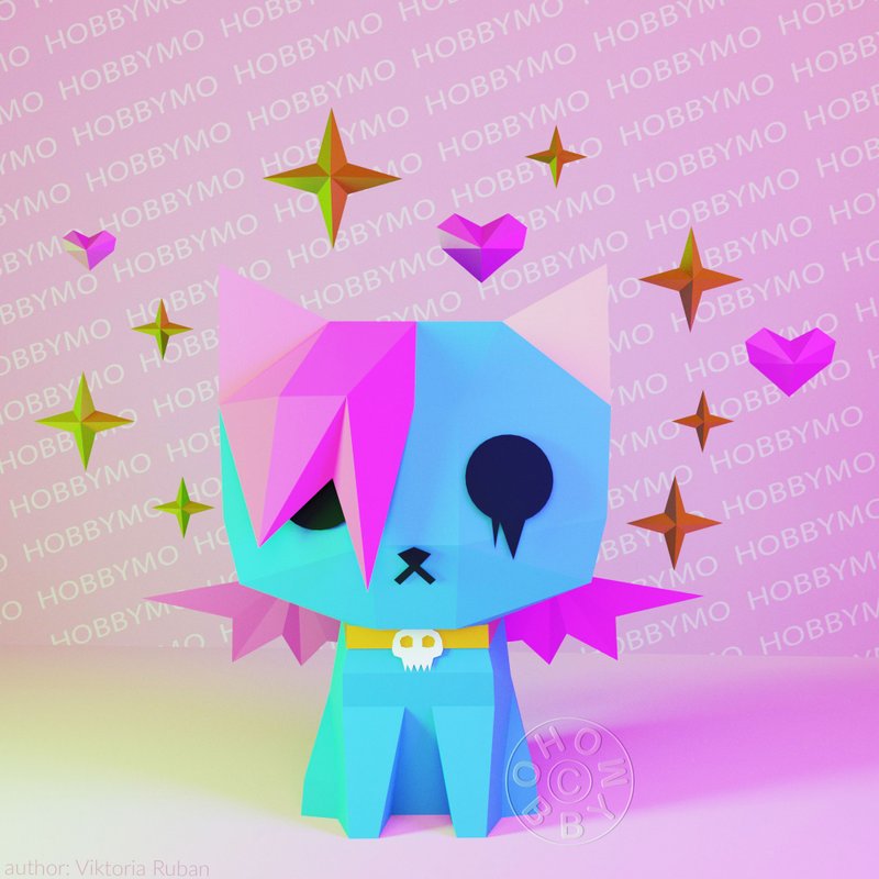 【數位】DIY Paper Emo Kitty 3D Papercraft Printable PDF HOBBYMO｜手工藝教學/工具書人氣 ...