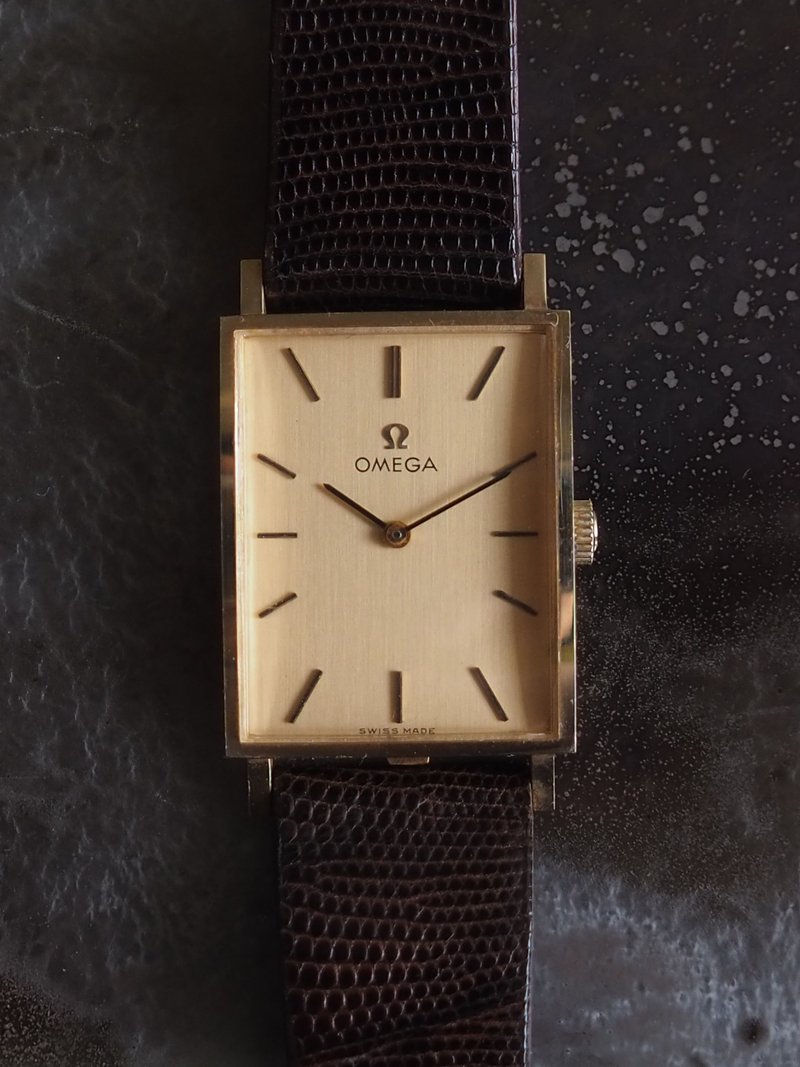 OMEGA Rectangular Watch 14K Gold オメガ レクタンギュラー ウォッチ 腕時計 ゴールド メンズ ユニセックス ...
