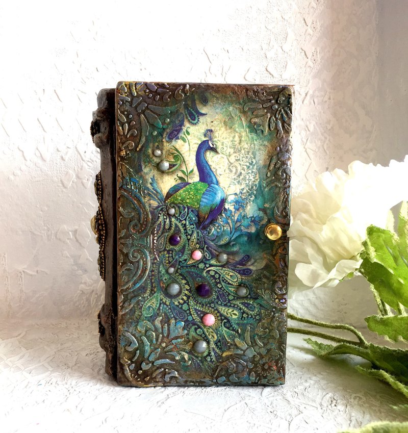 Peacock Box-Book,Box playing cards,Peacock tarot box,Solitaire box ...