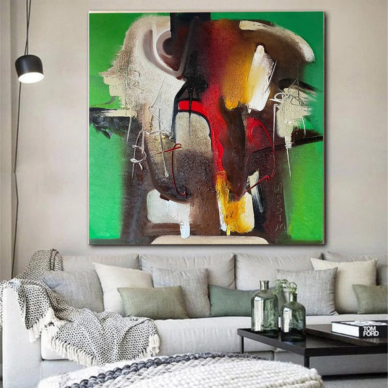 Colorful Oil Painting Minimalist Colorful Wall Art Abstract Painting on Canvas TrendGallery｜壁貼 ...
