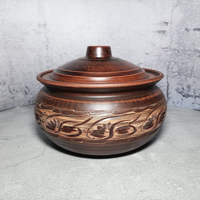 Pottery large casserole 5500 ml Handmade red clay Cooking Pot - Shop ...