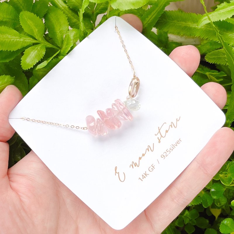 First Love Pink Madagascar Rich Rose Quartz Irregular Random Shape Necklace - Shop E moon stone ...