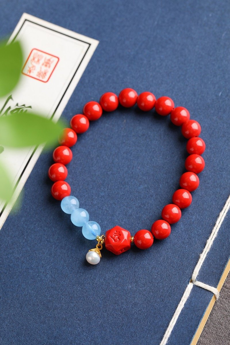 天然原礦硃砂精品紅砂單圈手鏈 8mm左右硃砂含量高達95% 水墨｜手鍊/手環人氣榜 - Pinkoi