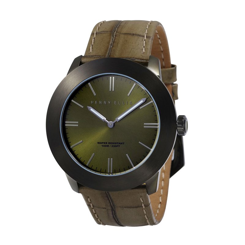 American Perry Ellis 46mm Men's Watch Slim Line 03006-01 Steel Green ...