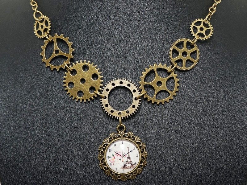 Steampunk Bronze Watch Face Watch Parts Gears Necklace Jewelry ...