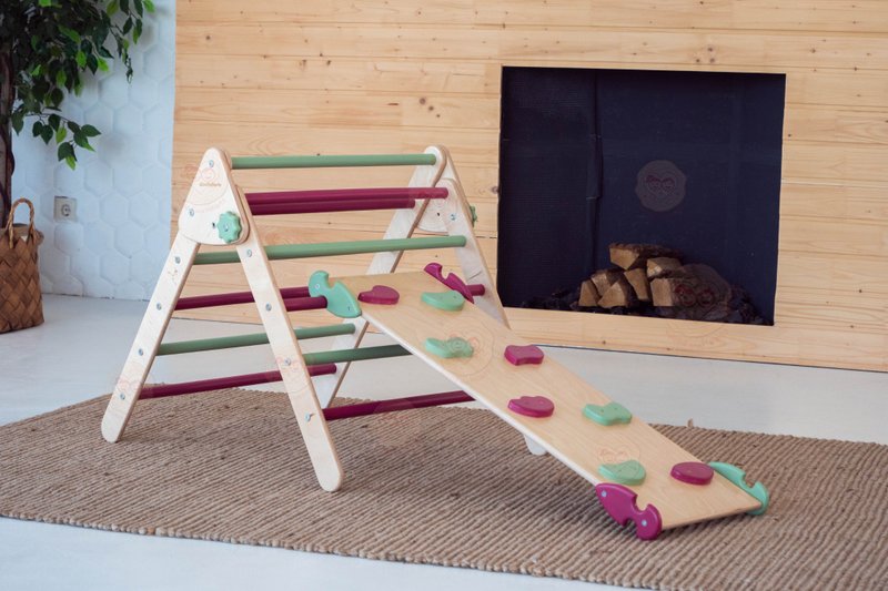 Set of 2 items SMALL Climbing Triangle& Two-sided ramp Montessori ...