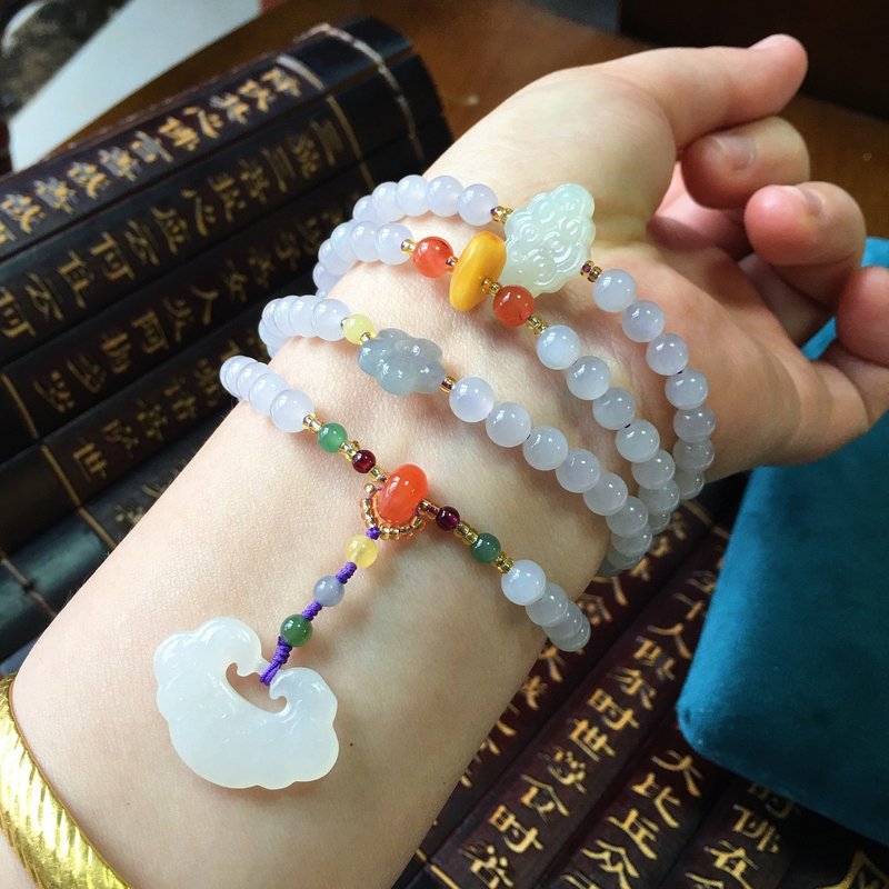 和田玉冰紫料6公釐 108顆手鏈 項鏈吊墜 搭配和田玉如意吊墜 VASSAN瓦薩水晶城堡｜手鍊/手環人氣榜 - Pinkoi