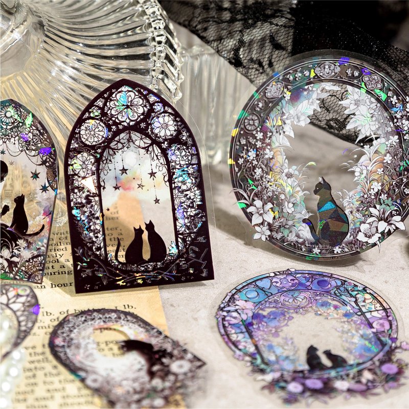 【蕾絲綺夢】復古冰晶PET手帳貼紙 創意蝴蝶花窗貼畫手帳DIY素材 陌墨 MO.CARD｜貼紙人氣榜 - Pinkoi