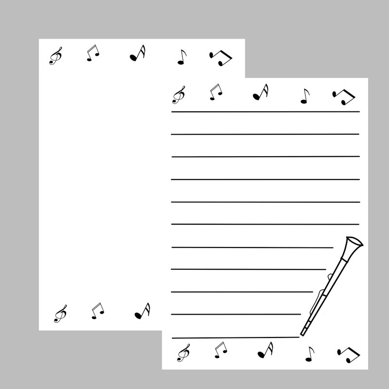 【數位】Clarinet Music Stationary Paper A4 Printable, digital, letter ...