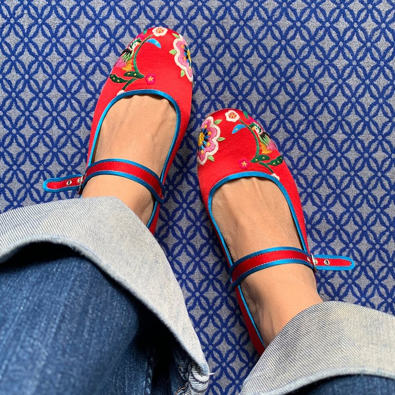 Red Strap shoes - Shop suzhou-cobblers Women's Leather Shoes - Pinkoi