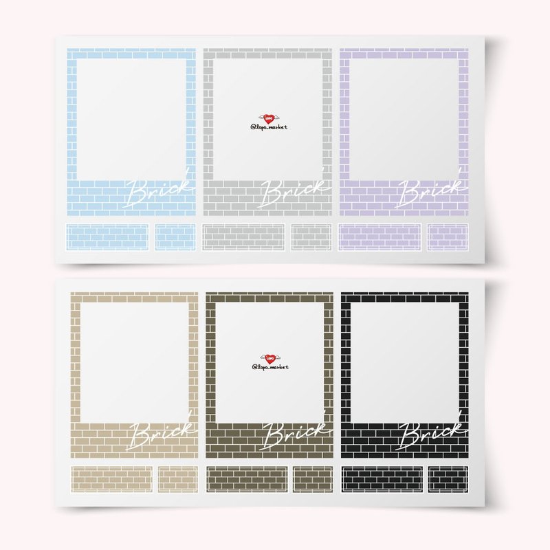 Brick pattern Polaroid label stickers, 10 sheets LOPO｜貼紙人氣榜 - Pinkoi
