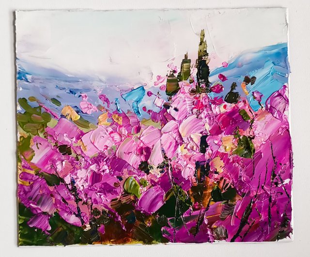桜の絵 原画 小 インパスト 油絵 花 作品 微型油画 掛畫 桜の絵 原画 小 インパスト 油絵 花 作品 微型油画 掛畫