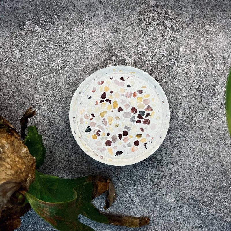 Terrazzo‧Stone Stone Storage Dish/Storage-Round Dish (Nougat) Stone ...