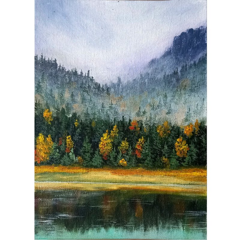 Forest landscape Original acrylic painting on canvas Wall art decor Hand-painted MiliArt｜壁貼/牆壁裝飾 ...
