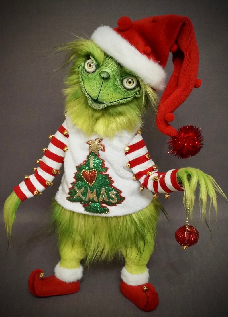 格林奇。 Grinchy毛绒玩具 圣诞节 OOAK艺术家玩具 填充 Rainbow_Art_Creatures｜玩偶/公仔人氣榜 - Pinkoi